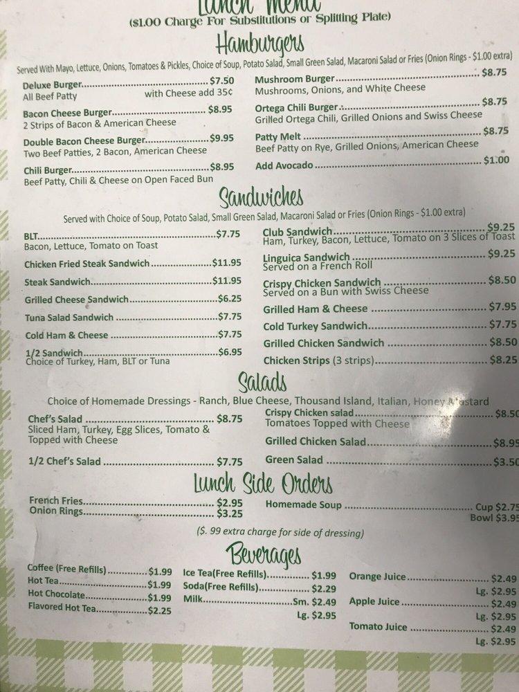 Menu at Sam's Cafe, Ceres