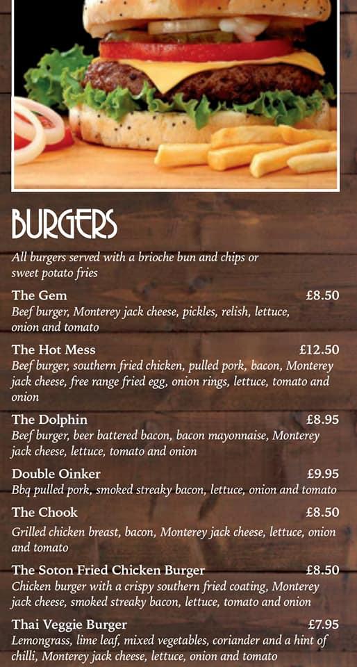 Menu at The Dolphin pub & bar, Southampton, 30 Osborne Rd S
