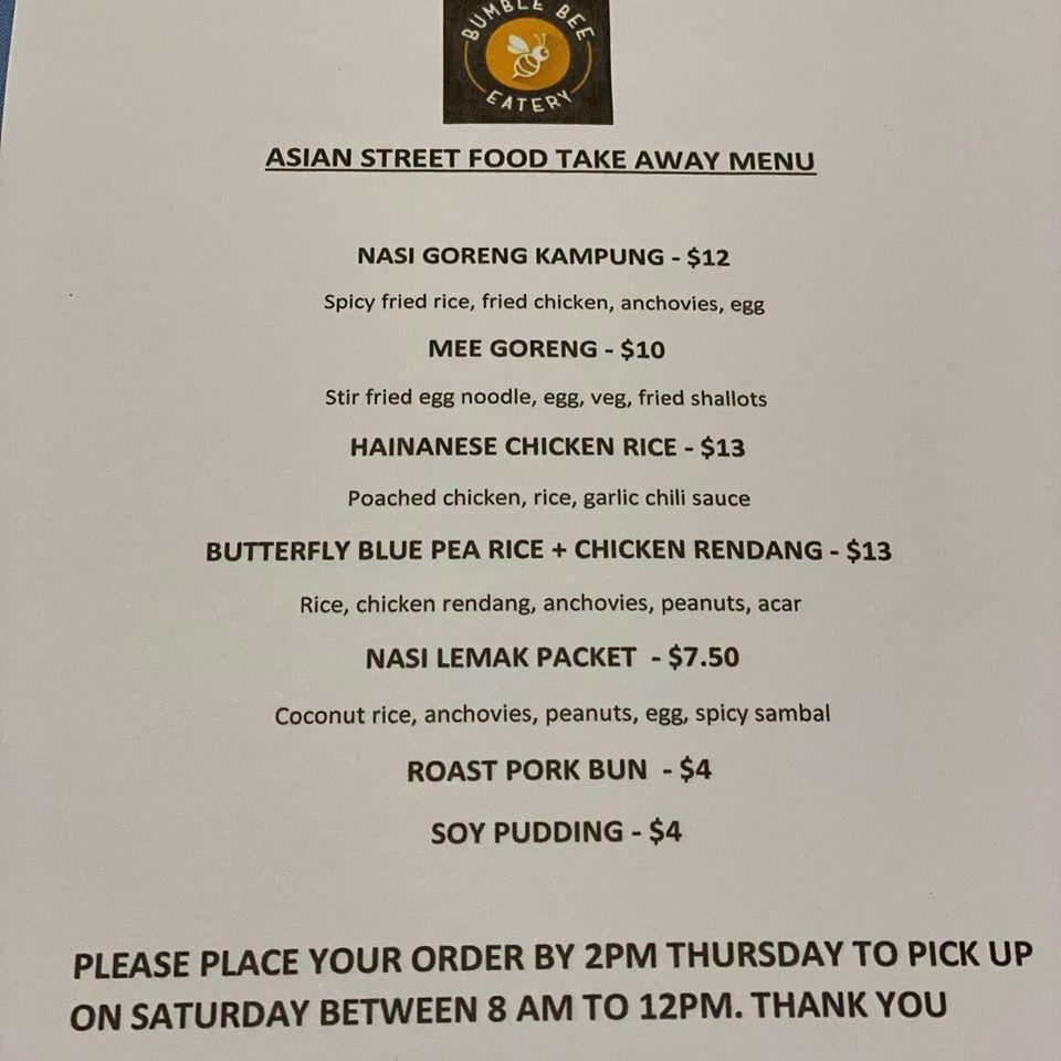 Menu at bumble bee eatery cafe, Hamlyn Heights