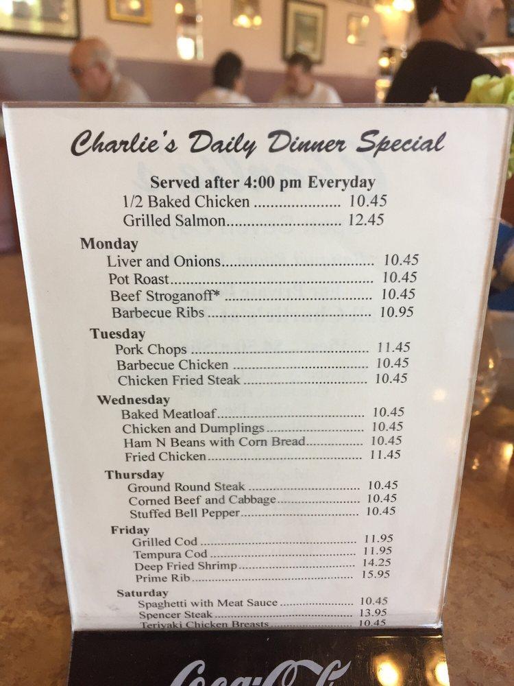 Menu at Charlie's Family Restaurant, Escondido