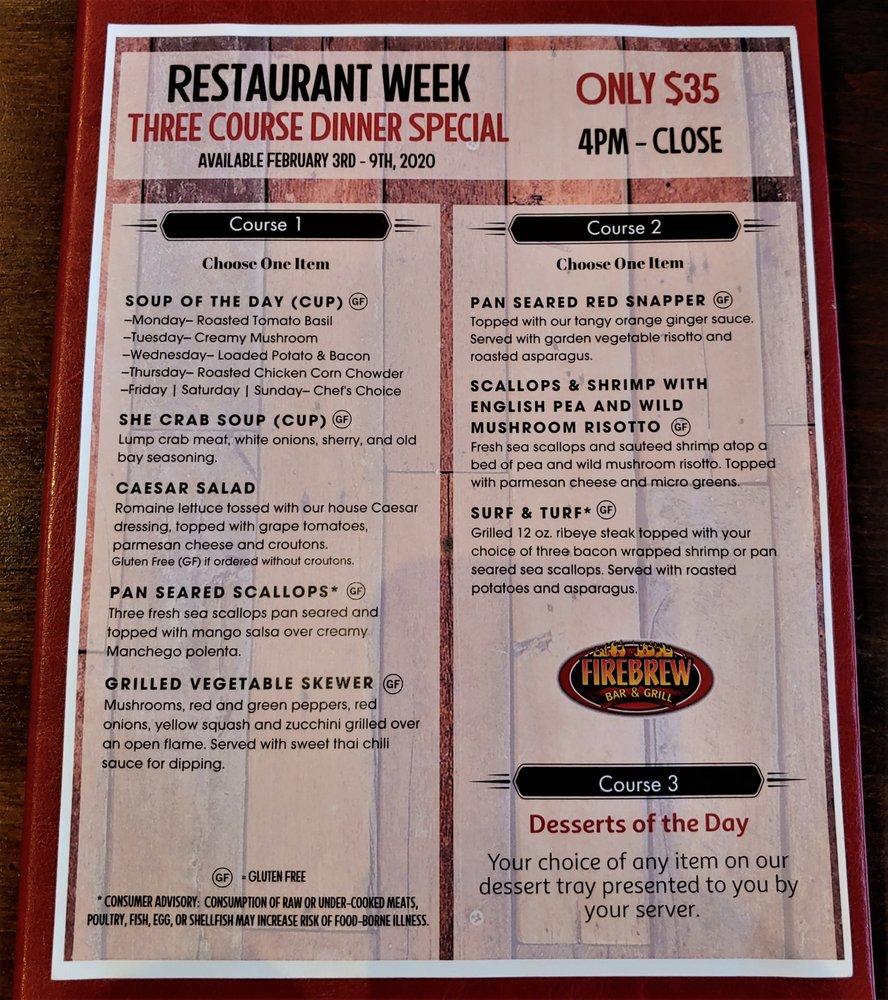 Menu at FIREBREW Bar & Grill - Virginia Beach Restaurant, Virginia Beach