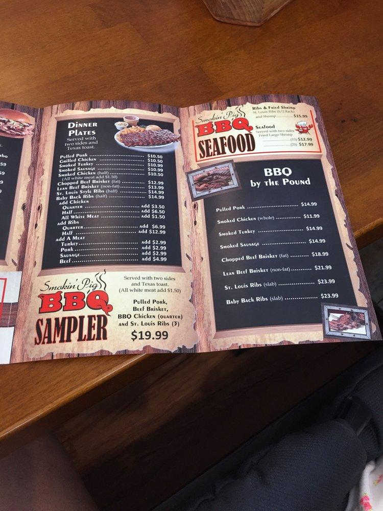 Menu at Smokin' Pig BBQ, Riverview, US-301