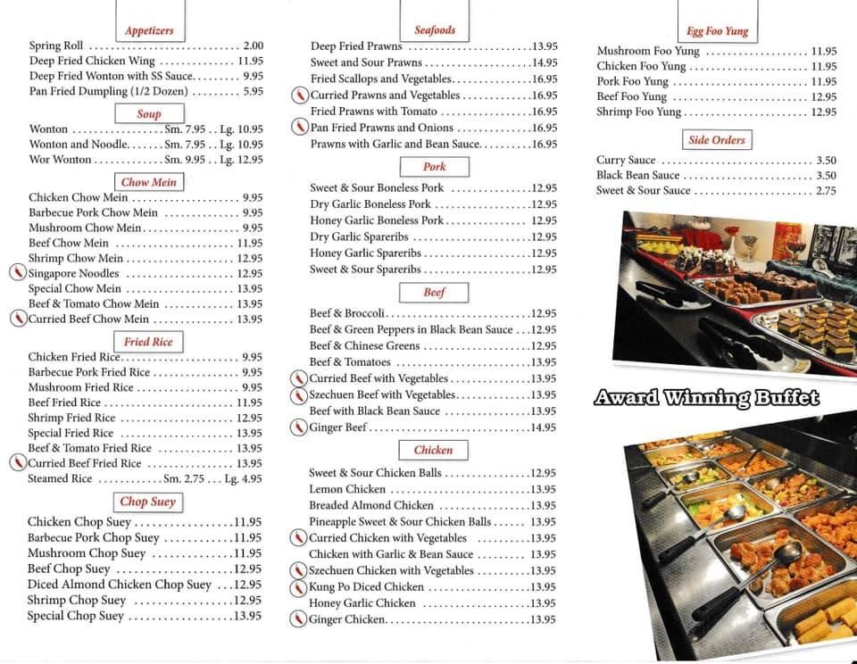 Menu at Beijing Restaurant, Summerland