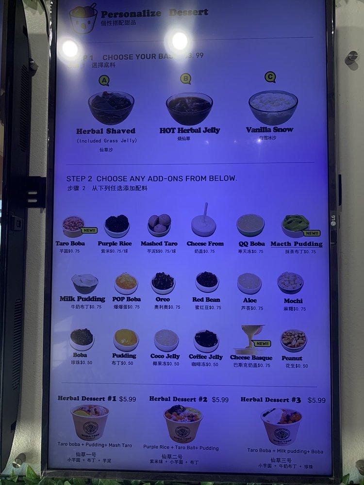 Menu at Boba Tree desserts, Mesa, S Dobson Rd