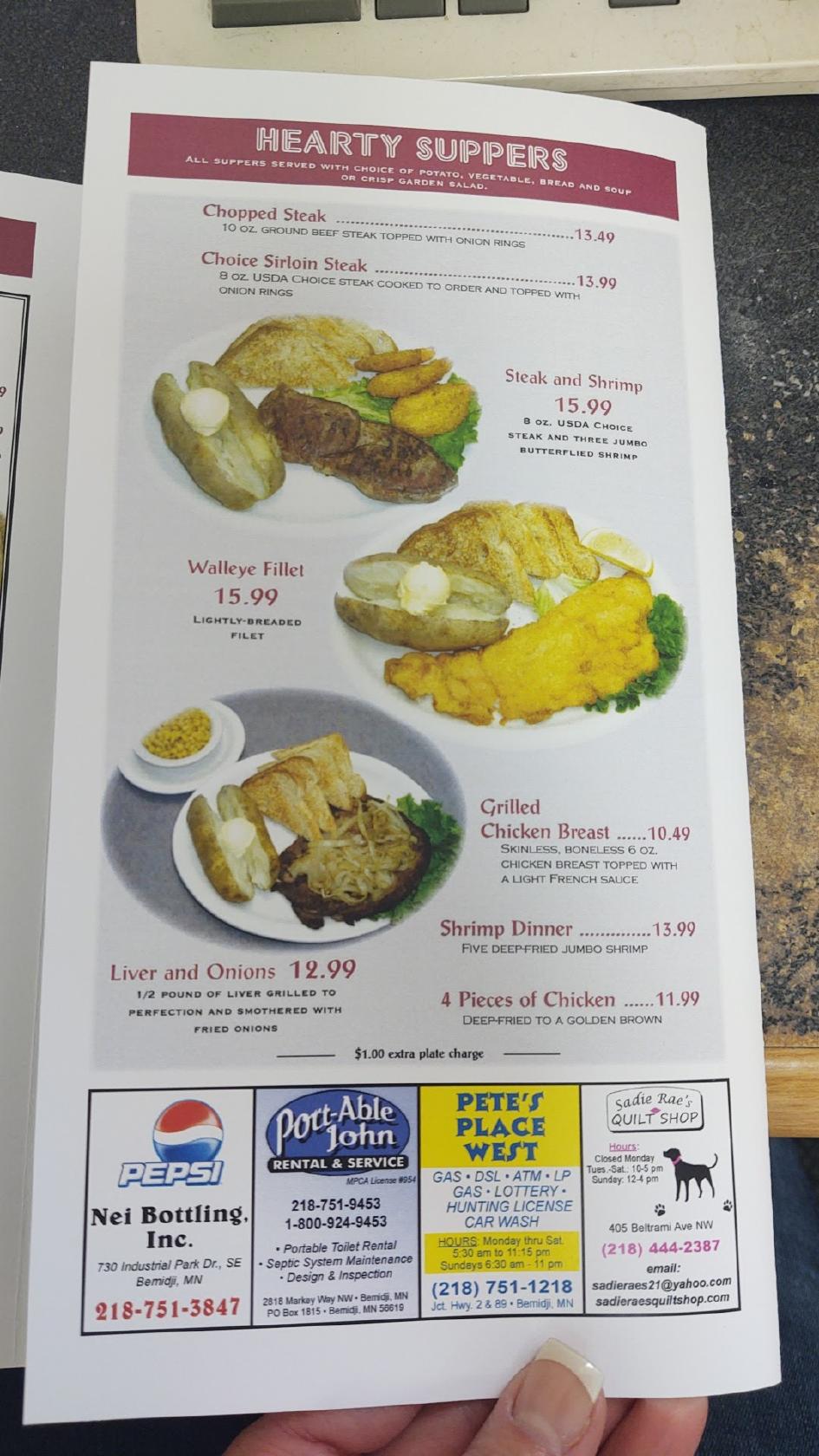 Menu at Countryside Restaurant of Bemidji, Bemidji, Pete Ln NW