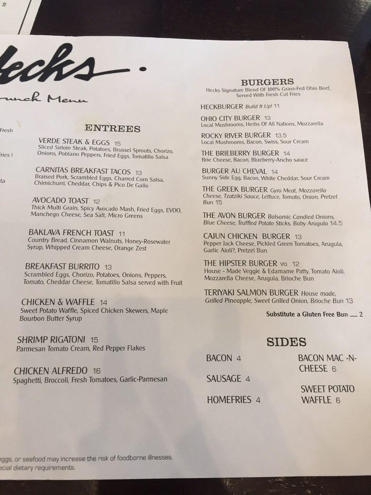 Menu at Hecks Of Avon pub & bar, Avon