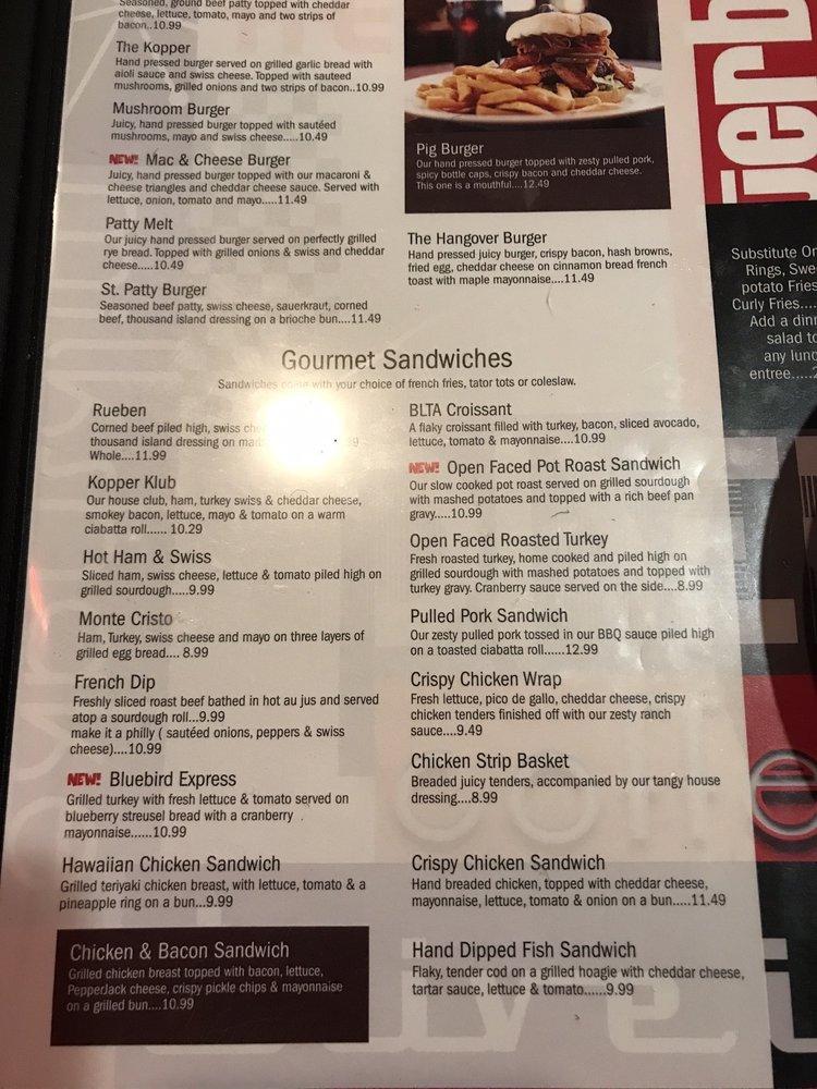 Menu at Kopper Kitchen restaurant, Boise