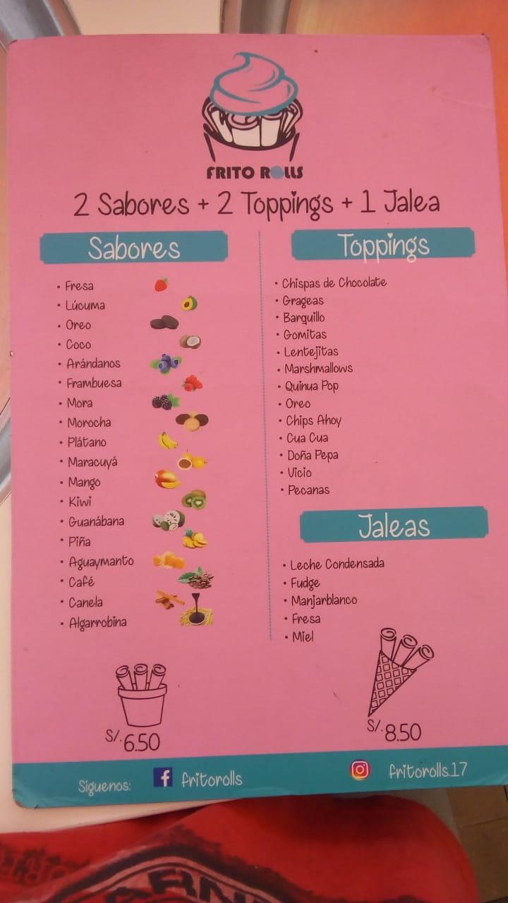 Menu at Miss rolls cafe, Villa el Salvador