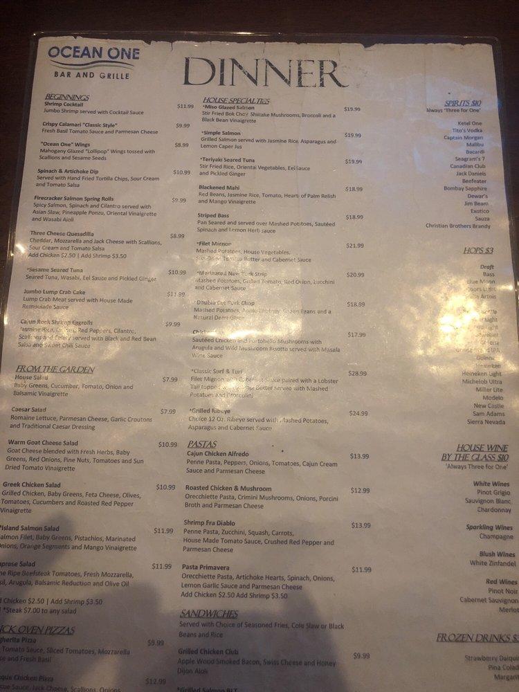 Menu at Ocean One Bar & Grille, Las Vegas