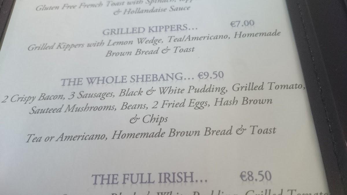 Menu at The West Wing Restaurant, Tuam
