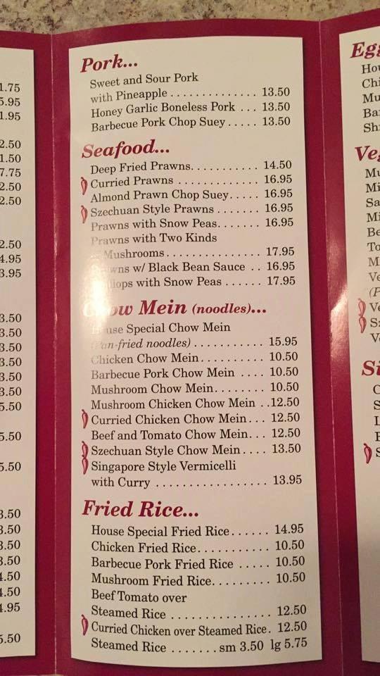 Menu at J & V Restaurant, Castlegar, Columbia Ave