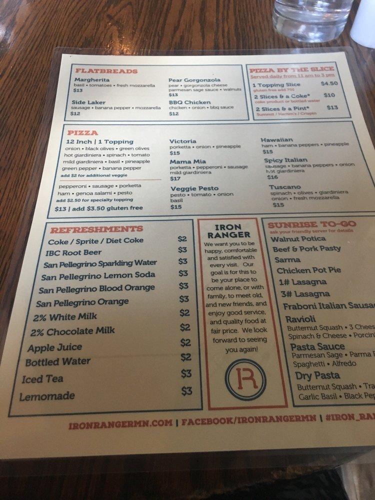 Menu at Iron Ranger pub & bar, Saint Paul