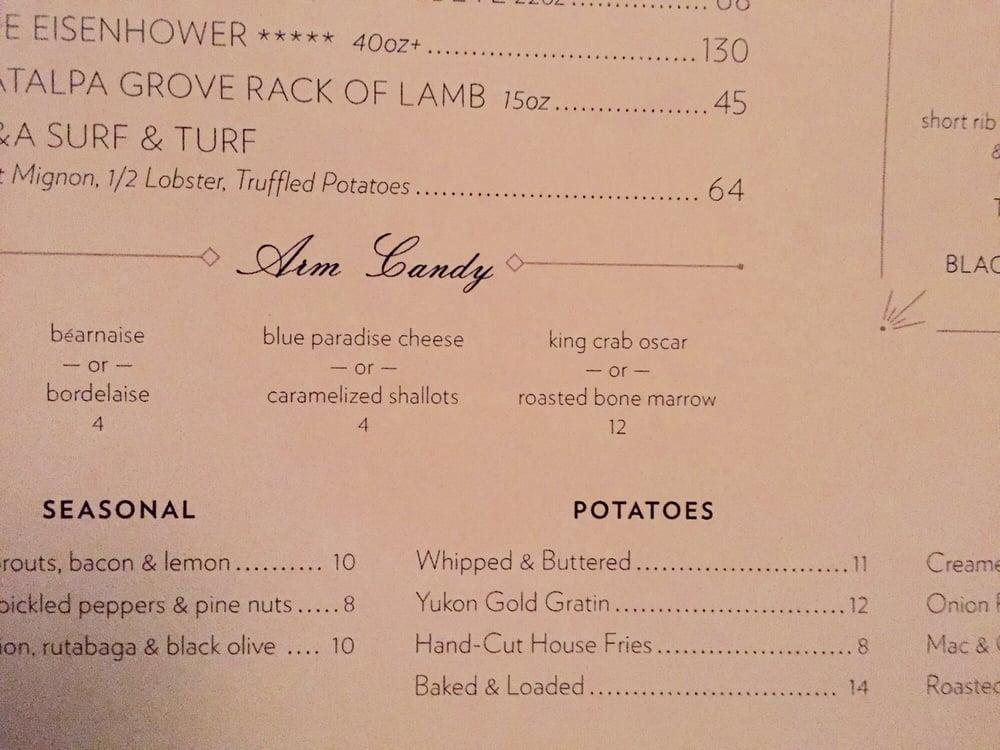 Menu at Maple & Ash steakhouse, Chicago