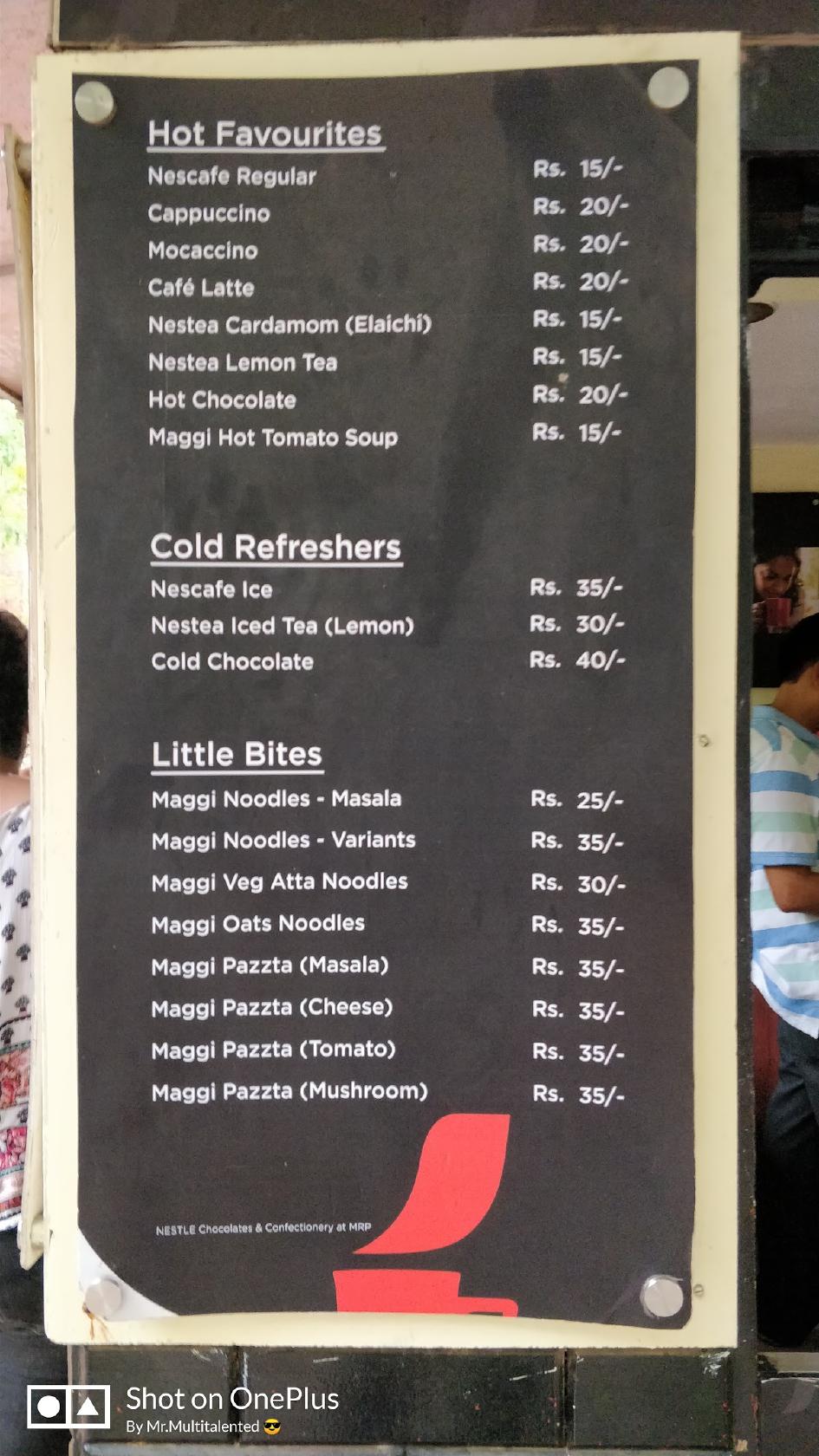 Menu at Nescafé Stall, Vadodara
