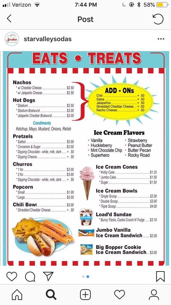 Menu at Star Valley Soda pub & bar, Afton