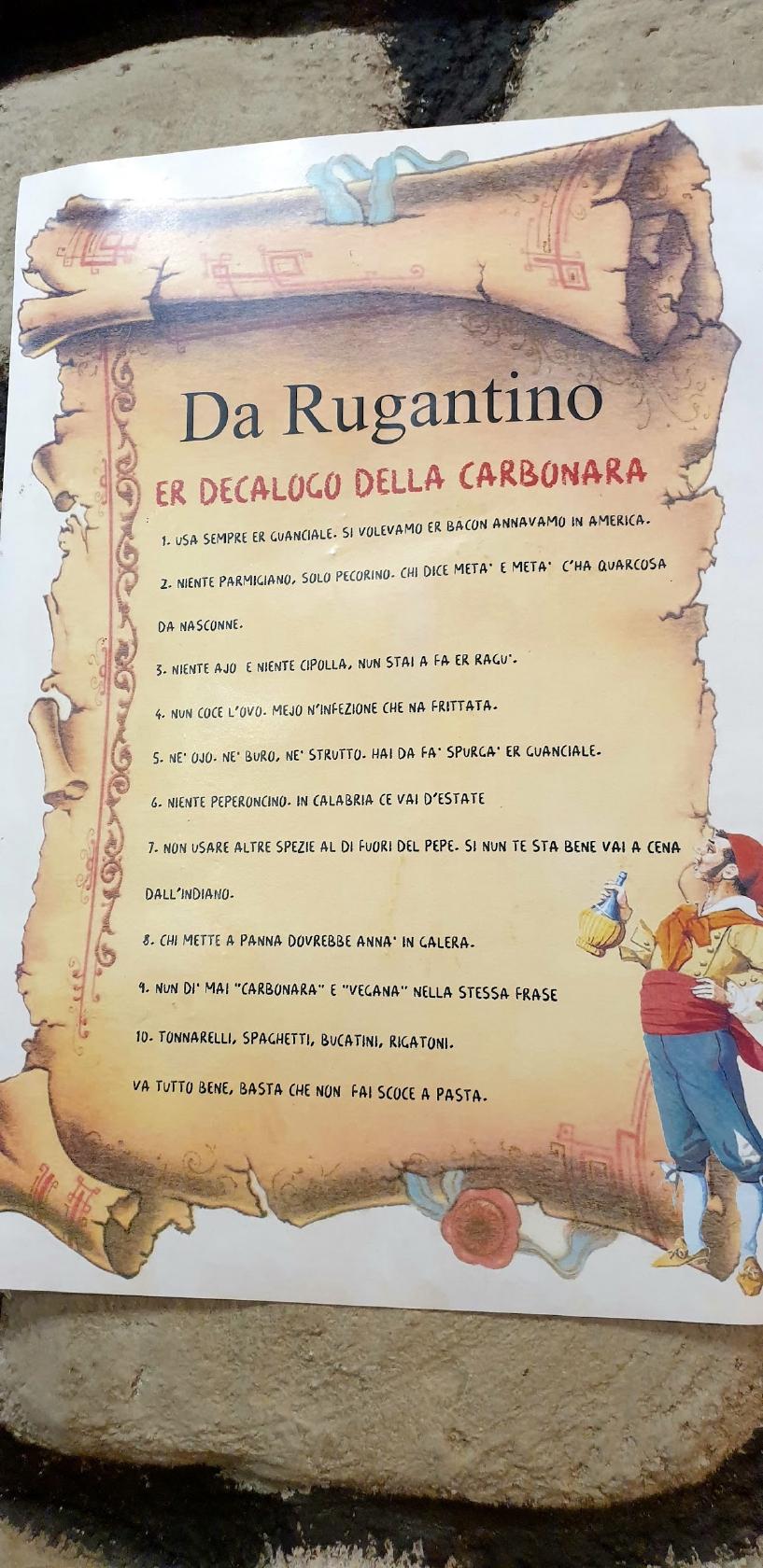 Menu da Da Rugantino ristorante, Ariccia