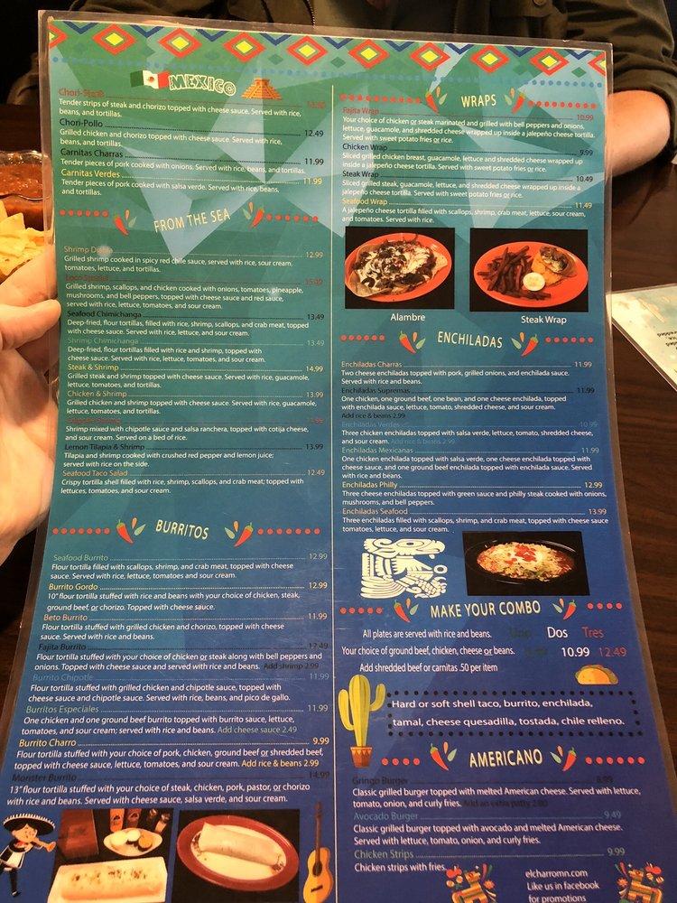 Menu at El Charro Mexican Restaurant, Farmington