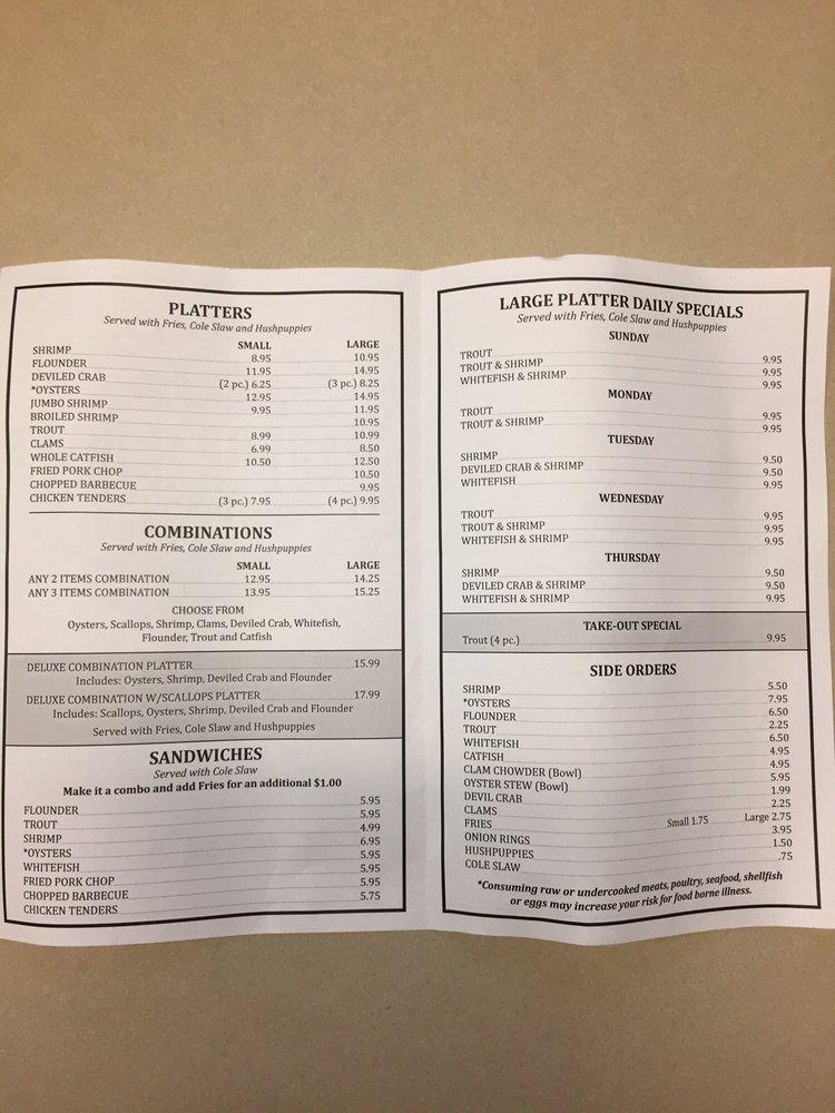 Menu at Harbor House Seafood restaurant, Burlington