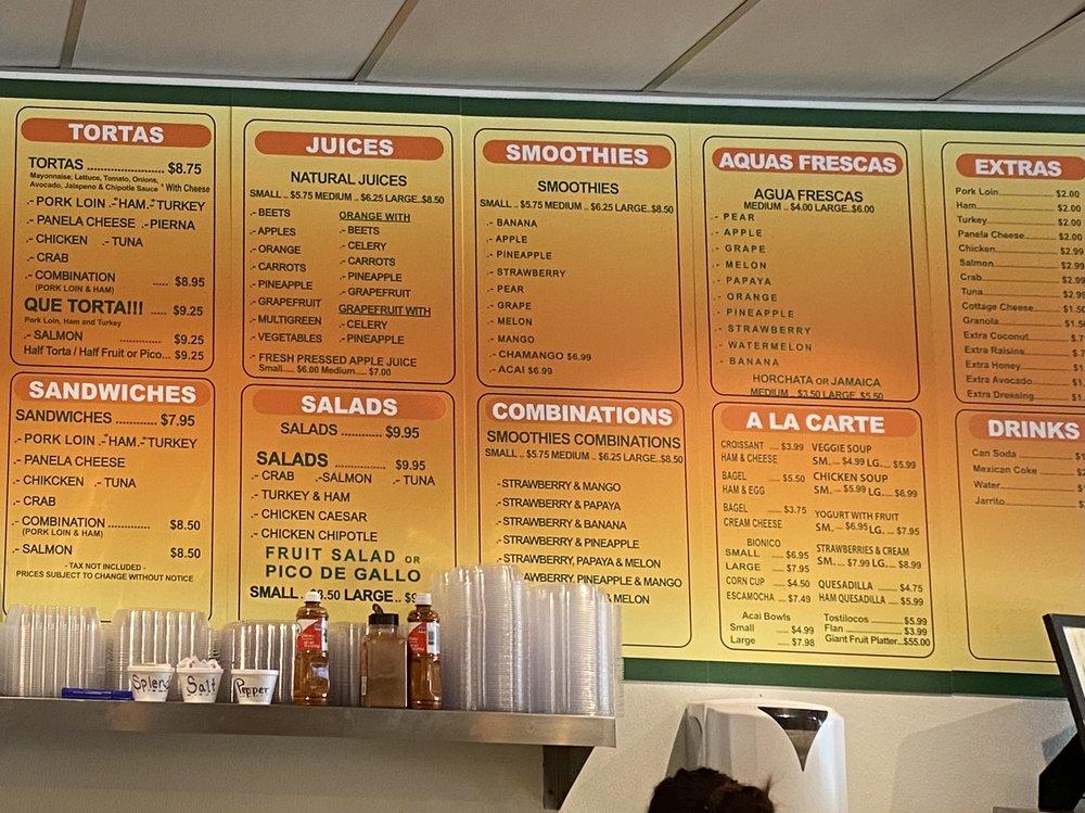 Menu at Que Tortas restaurant, Escondido, E Valley Pkwy UNIT D