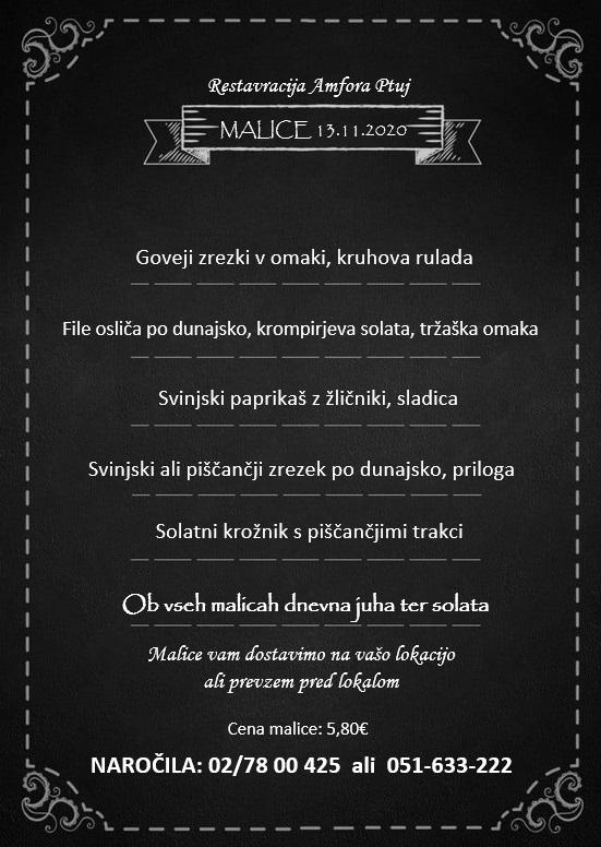Menu at Restavracija Amfora restaurant, Ptuj