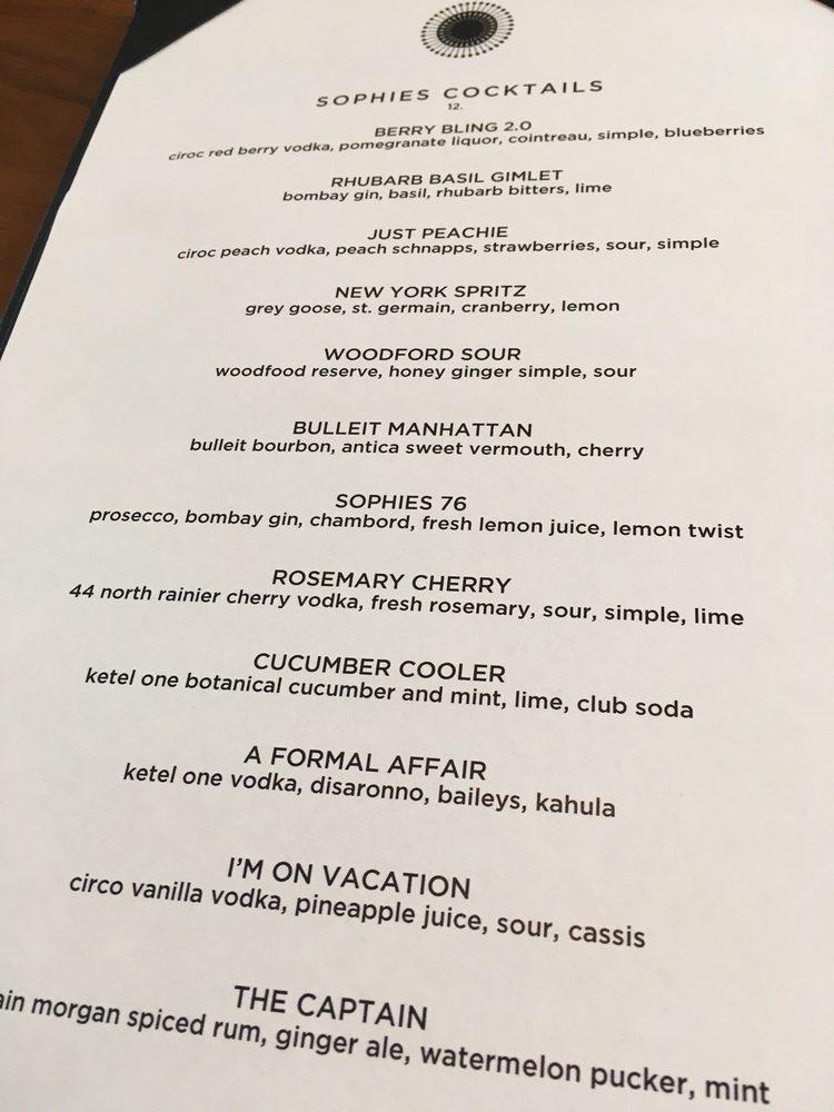 Menu at Sophie’s Sarasota pub & bar, Sarasota, 120 University Town ...