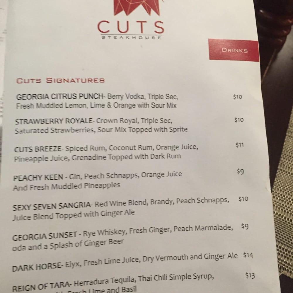 Menu at Cuts Steakhouse, Atlanta