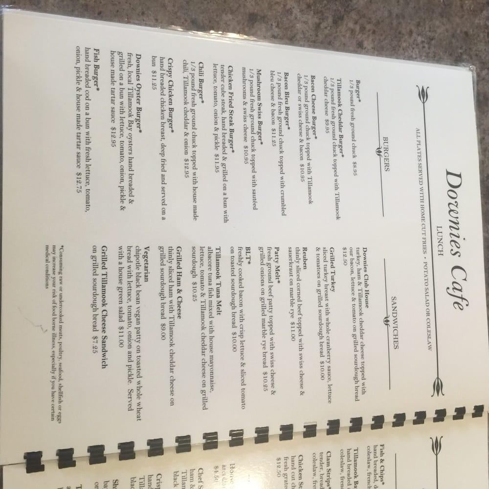 Menu at Downie's Café restaurant, Bay City