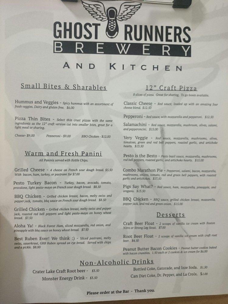 Menu at Ghost Runners Brewery and Kitchen pub & bar, Vancouver