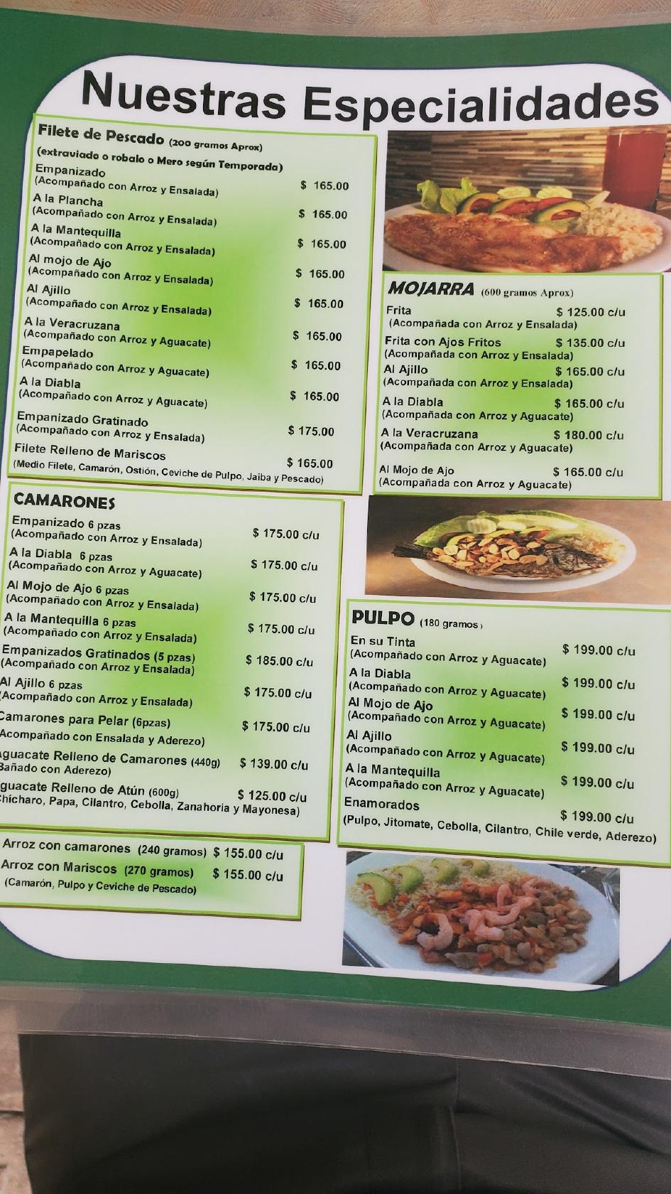 Carta del restaurante Mariscos Don Panchito, Ciudad del México ...
