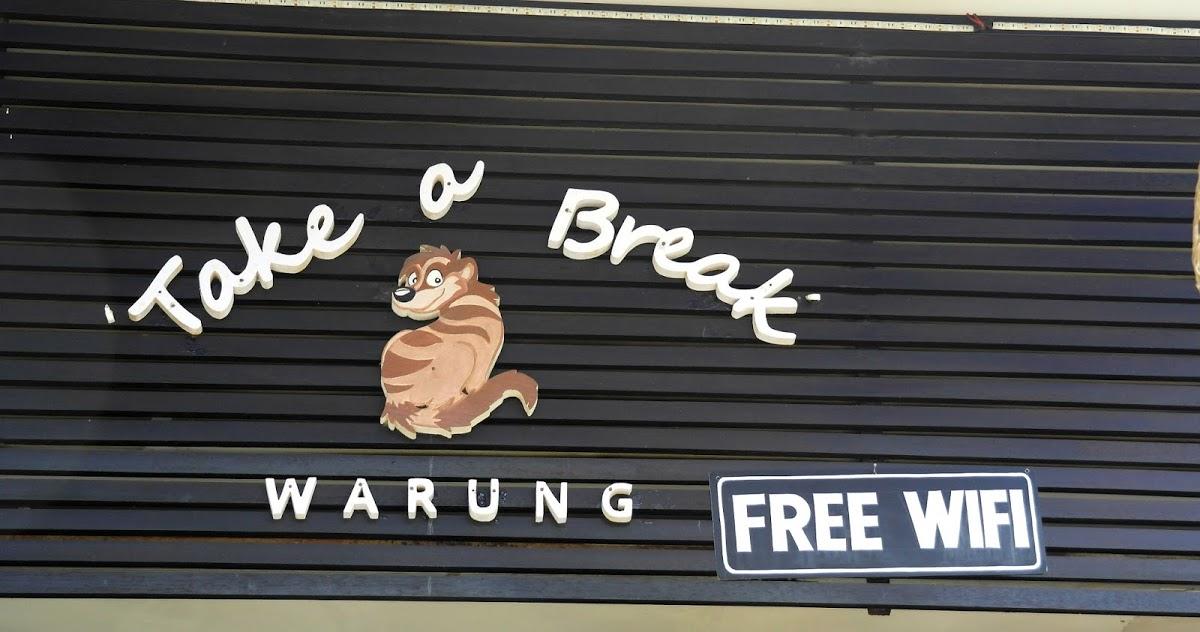 Take a Break restaurant, Ubud - Restaurant menu