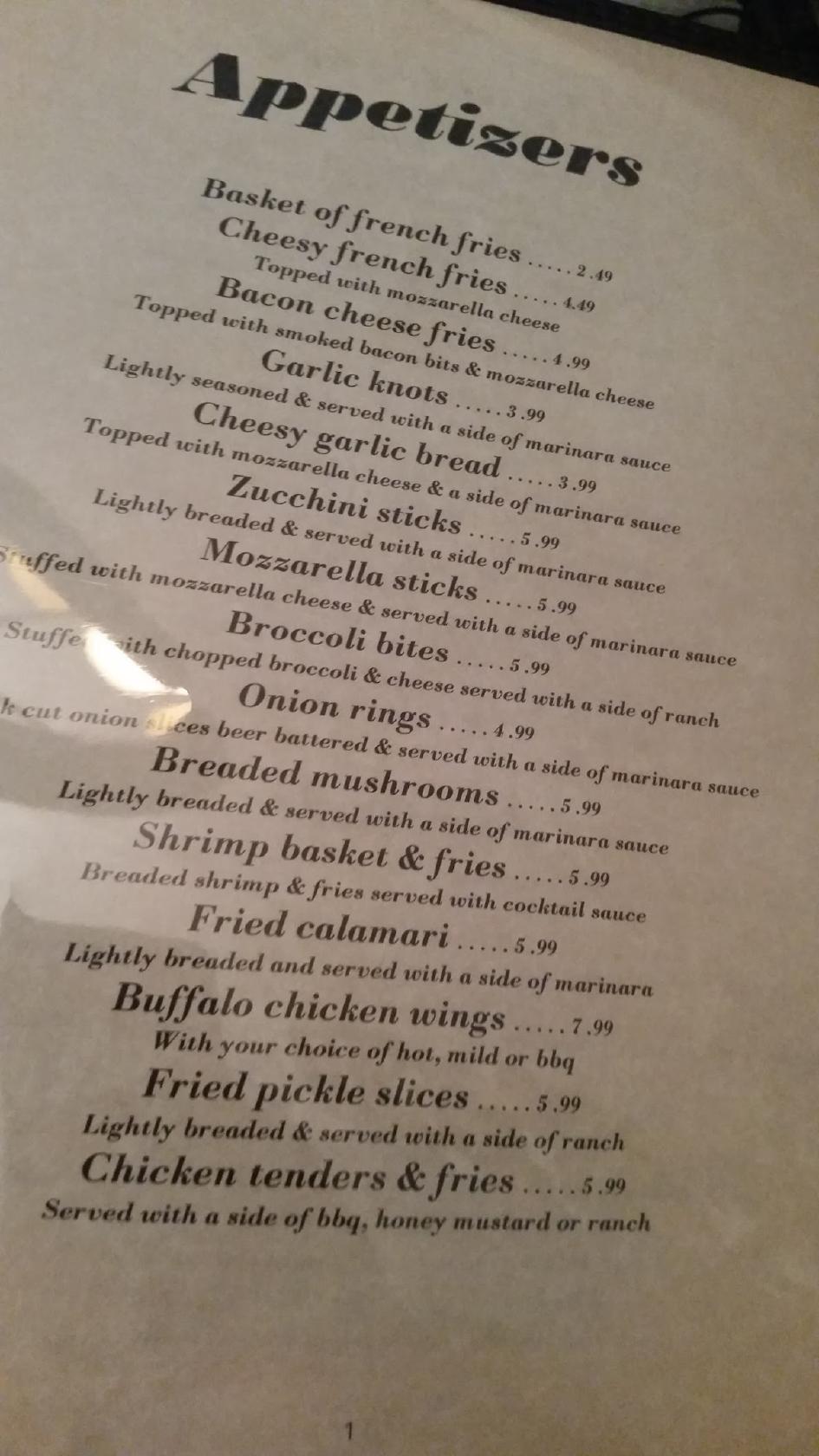 Menu at Taste Of Italy restaurant, Altavista