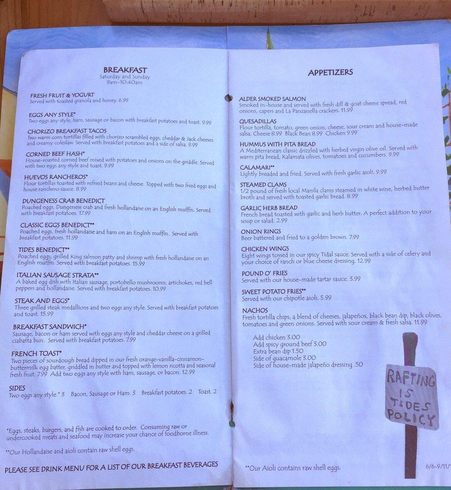 Menu at Tides Tavern pub & bar, Gig Harbor