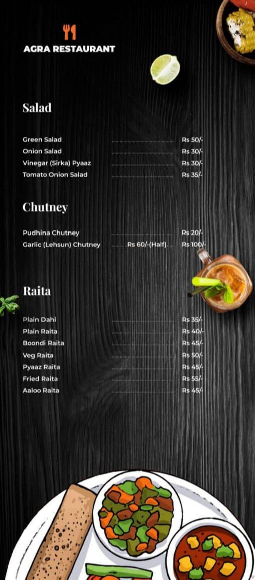 Menu at Agra Restaurant, Laxmangarh