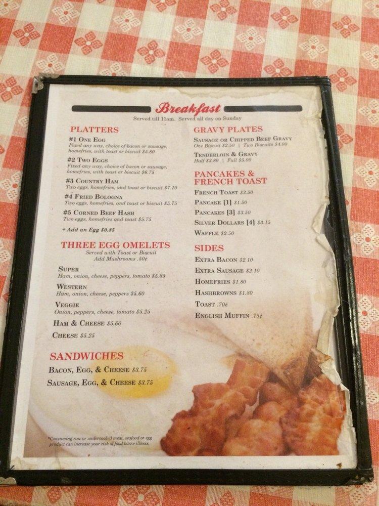 Menu at Armstrong's restaurant, Verona