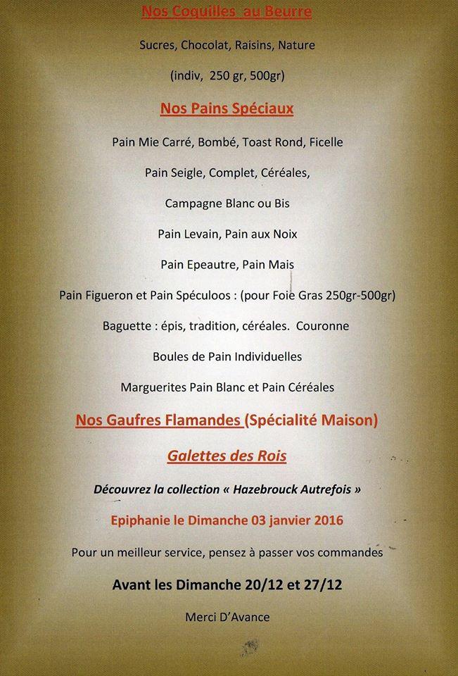 Menu at Asseman Bernard, Hazebrouck