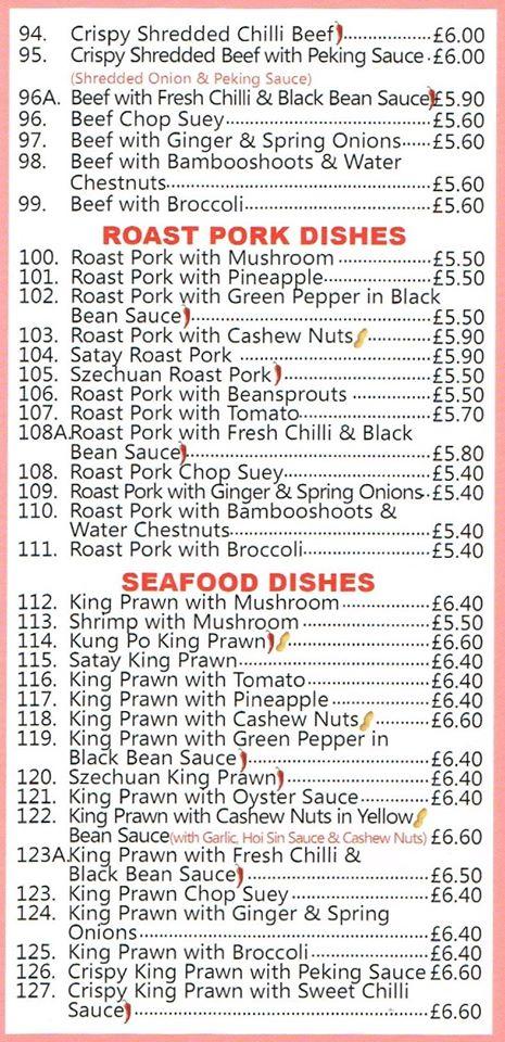 Menu at Chans Chinese Takeaway fast food, Torquay