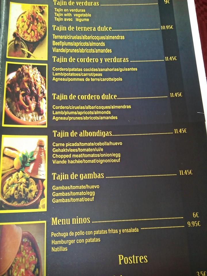 Menu at Restaurante marrakech, Valencia City