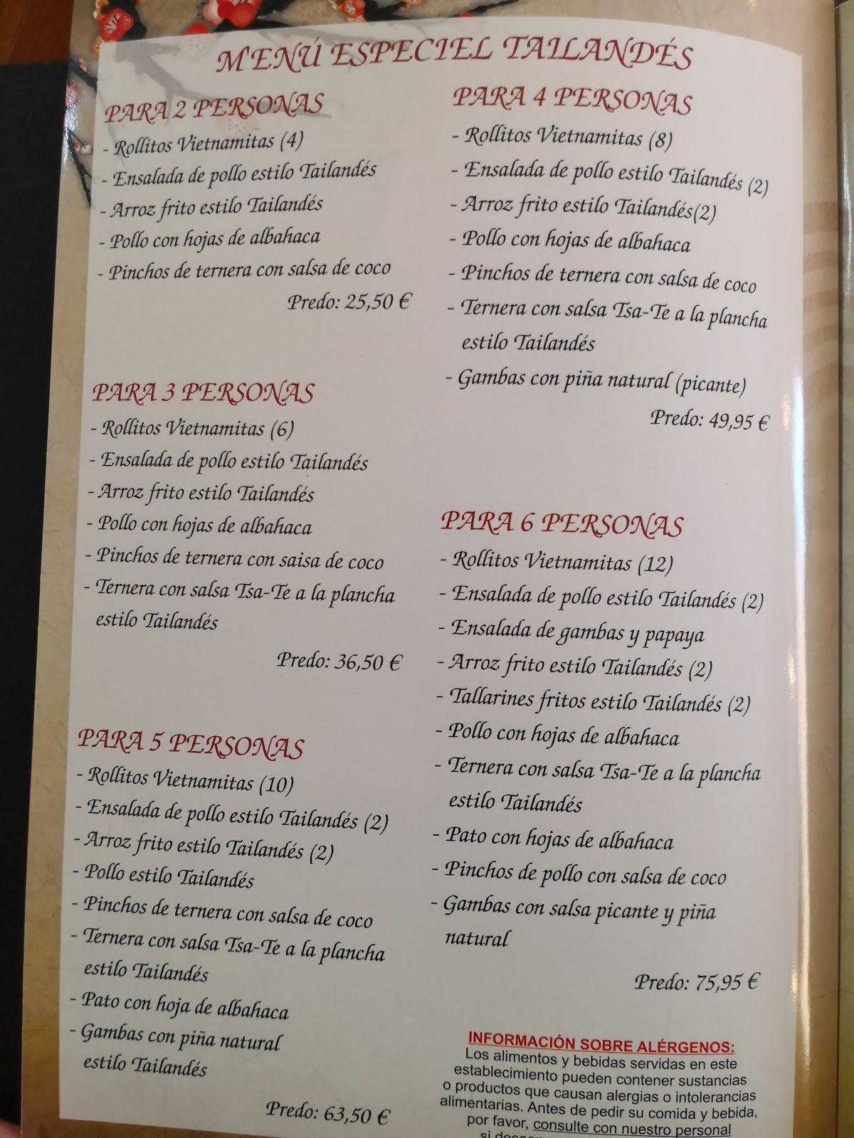 Menu at Restaurante Asiático SHUN FENG, Pamplona