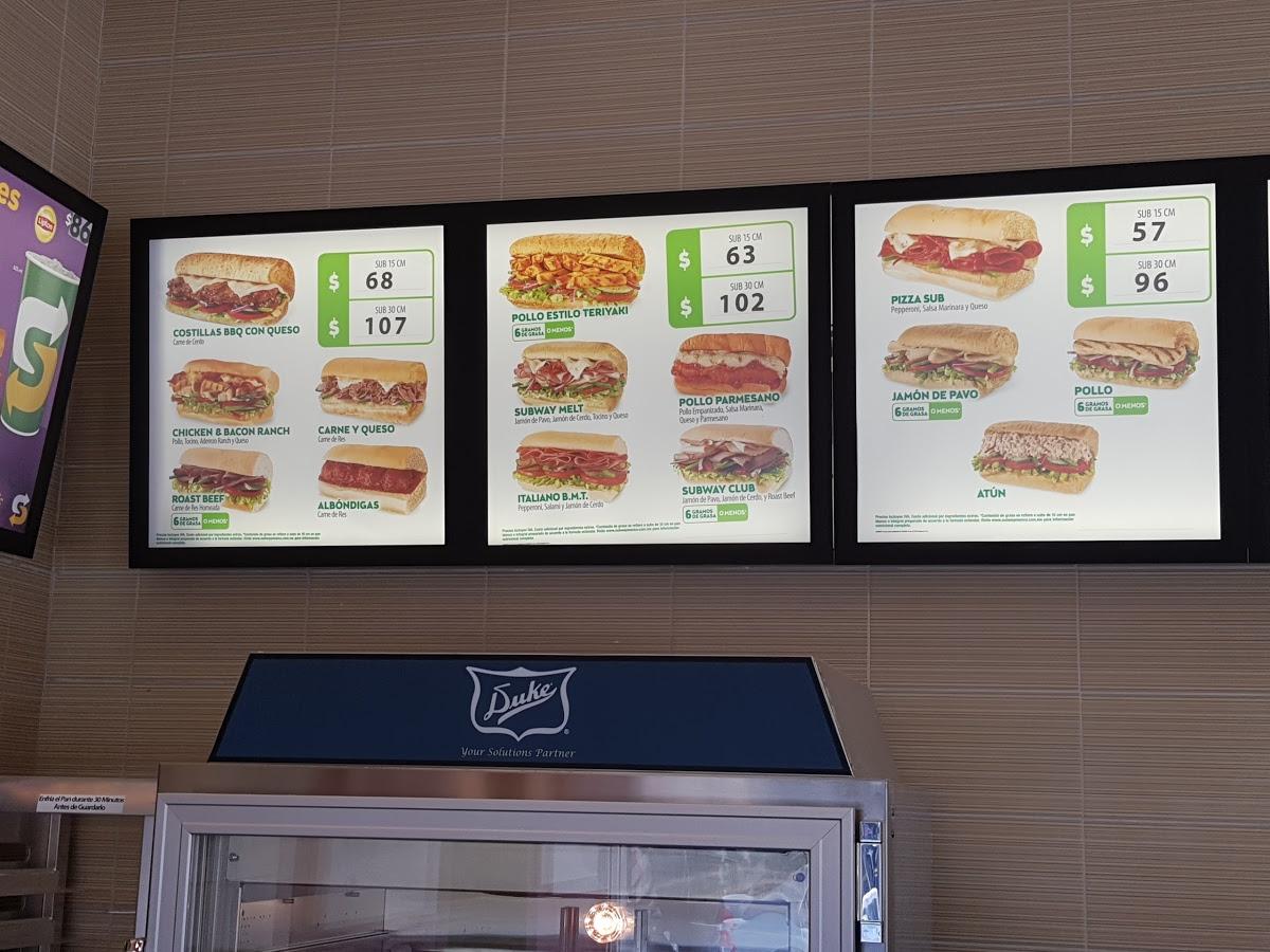Menu at Subway restaurant, Piedras Negras, C. Adolfo López Mateos 603