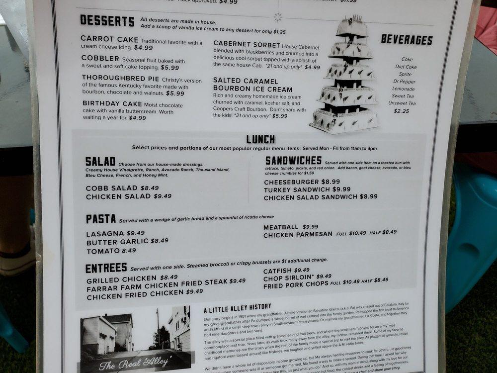 Menu at The Alley on Main pub & bar, Murfreesboro