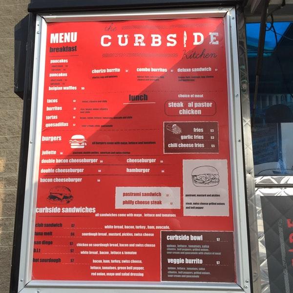 Menu at The Curbside kitchen restaurant, Bakersfield, H St