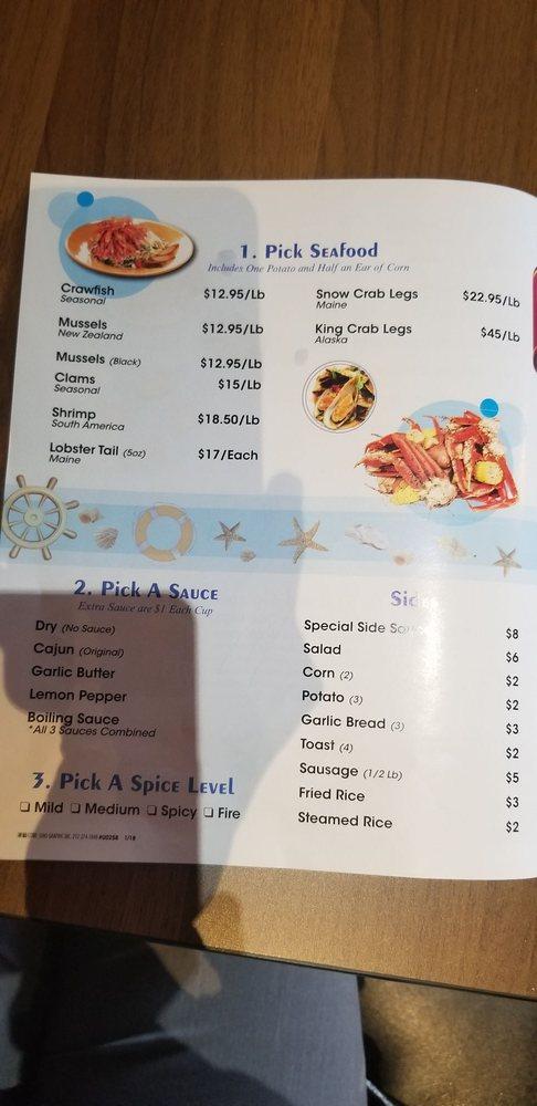 Menu at Ugly Crab restaurant, Avon