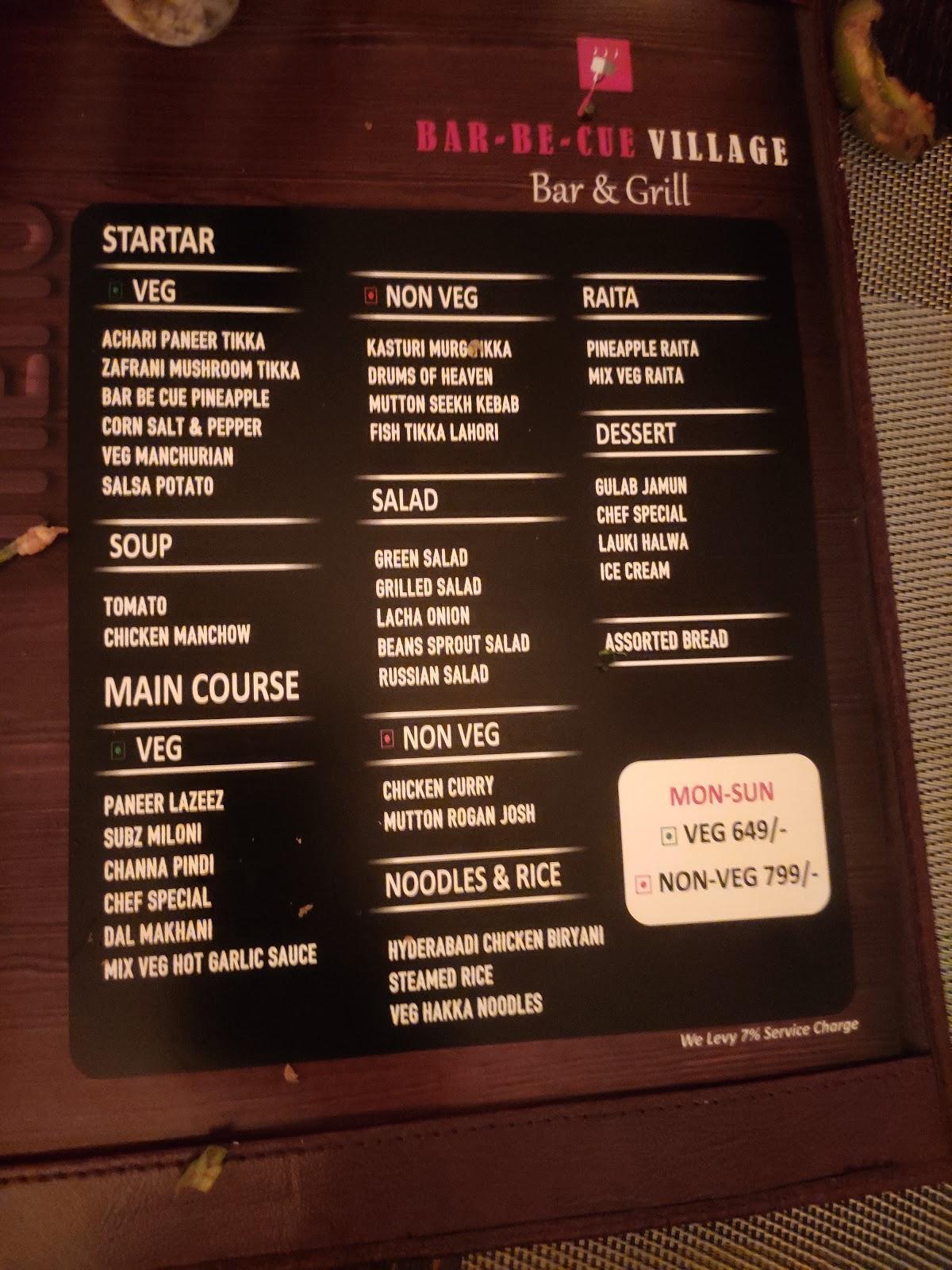 Menu at Bar-Be-Cue Village, Ghaziabad