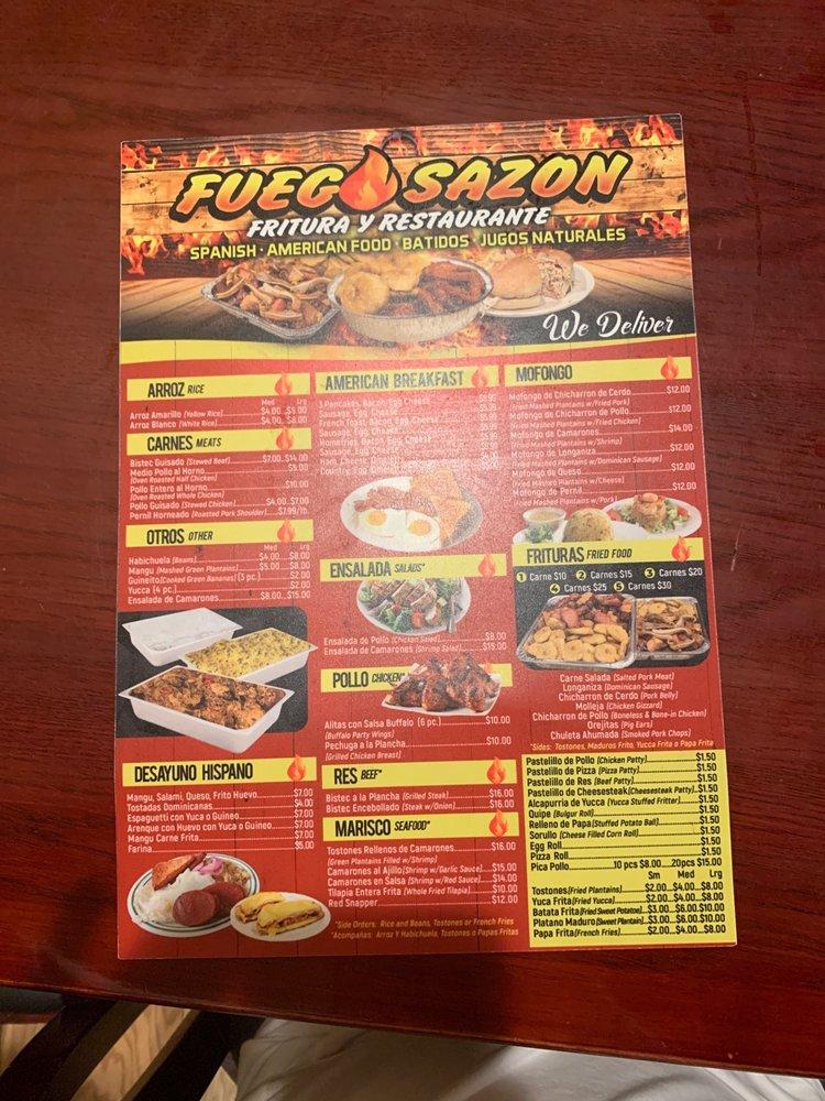 Menu at Fuego Sazon restaurant, Pennsauken Township, Westfield Ave