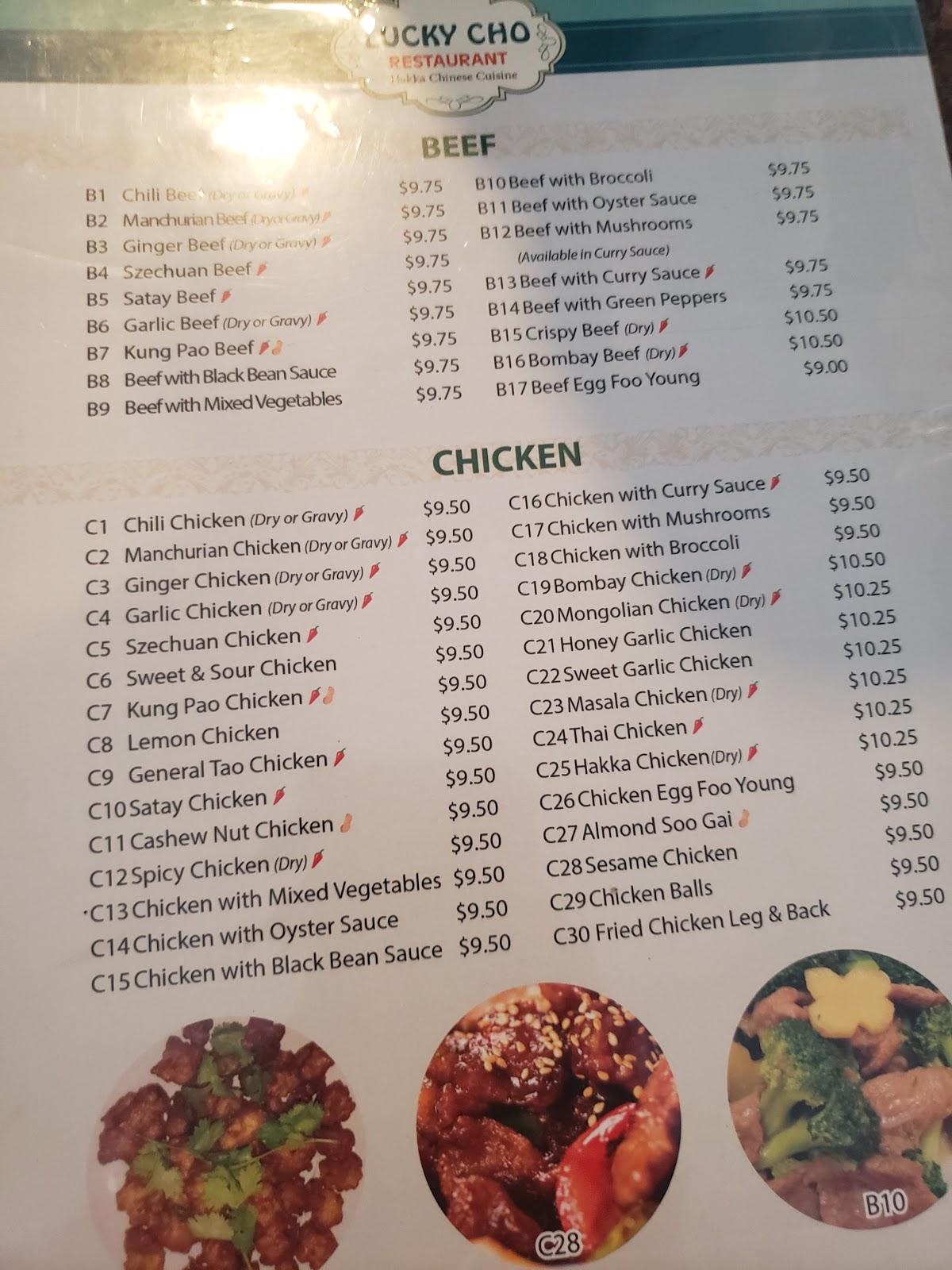 Menu at Lucky Cho restaurant, Oshawa