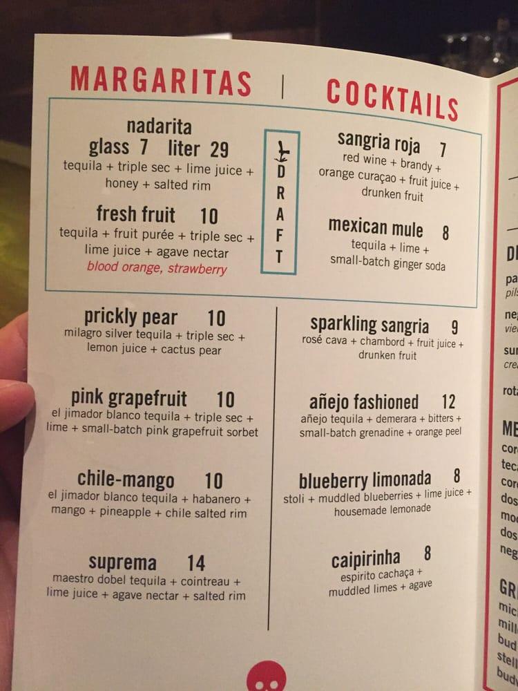 Menu at Nada pub & bar, Indianapolis