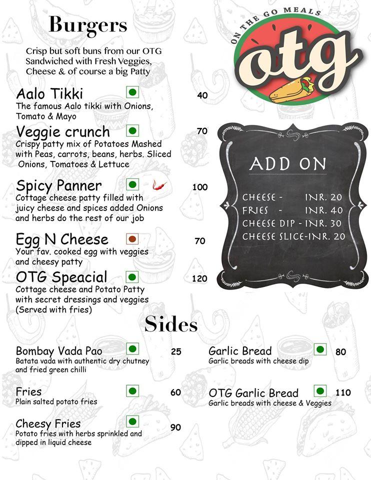 Menu at OTG - On The Go, Noida