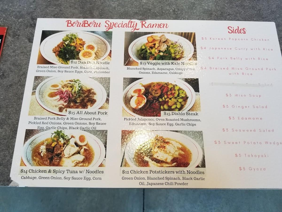 Menu at Boru Boru - Sushi Burrito + Ramen + Bowl restaurant, Tallahassee