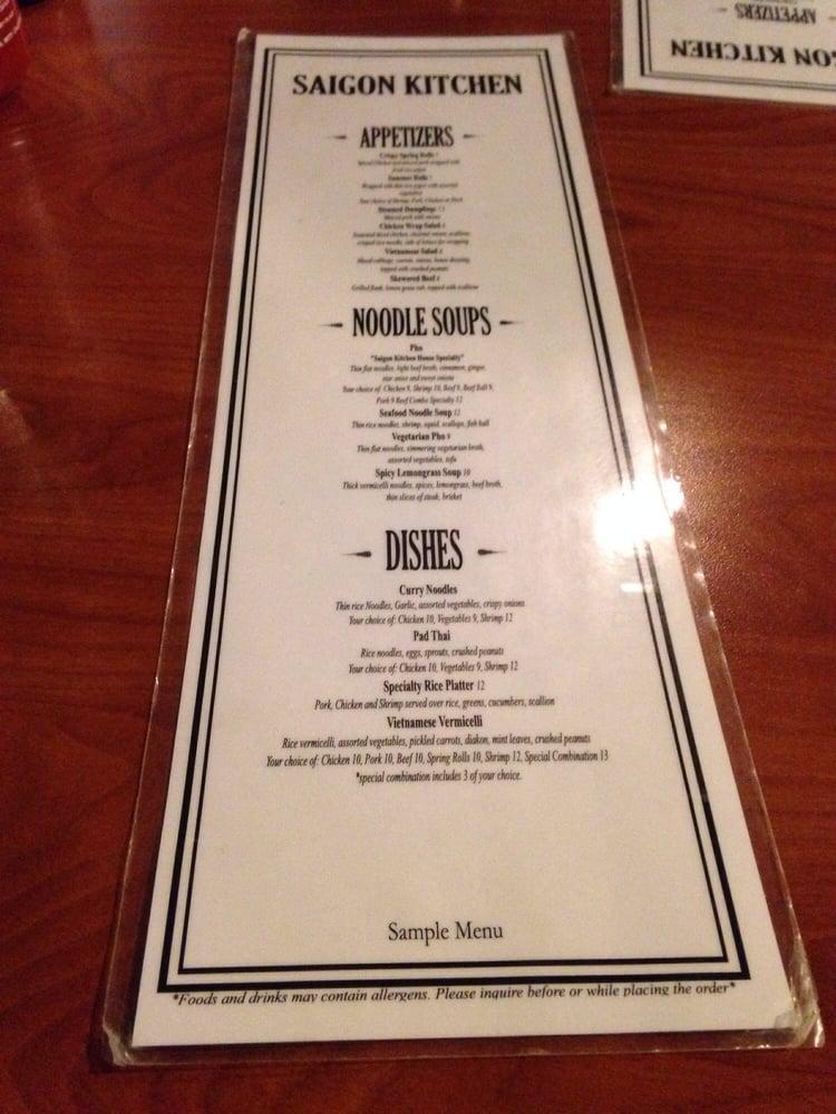 Menu at Saigon Kitchen restaurant, Fort Lee