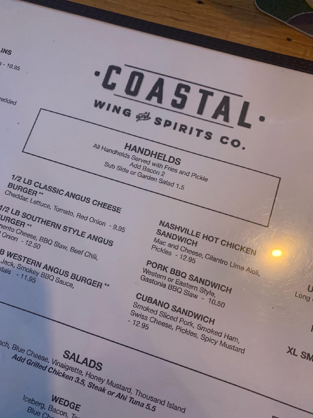 Carta del restaurante Coastal Wing & Spirits Co., Surf City